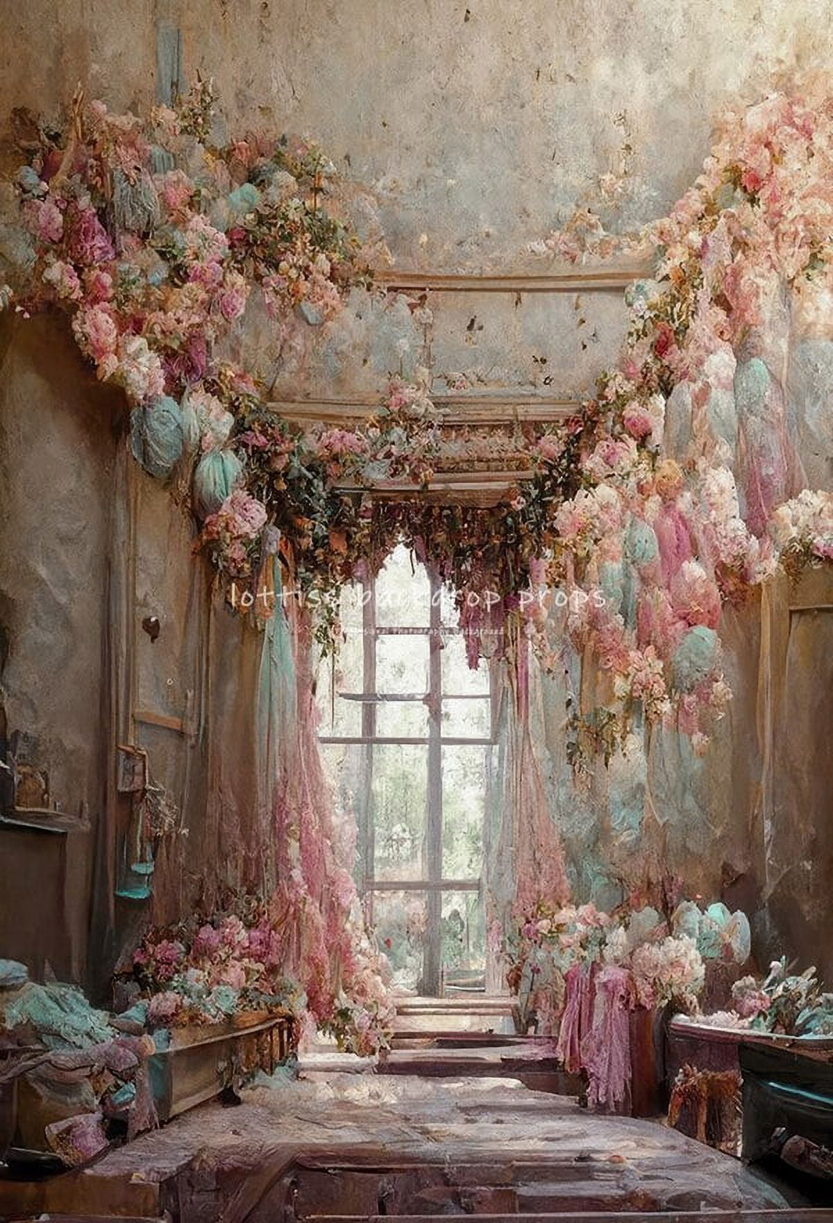 Floral Windows Backdrops Retro Castle Kids Adult Photocall Oil Painting ...