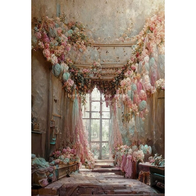 Floral Windows Backdrops Retro Castle Kids Adult Photocall Oil Painting ...