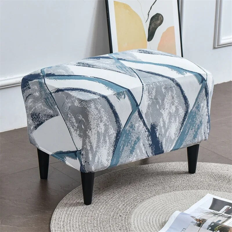 Floral Wing Chair Cover Sloping King Back Armchair Covers Elastic ...