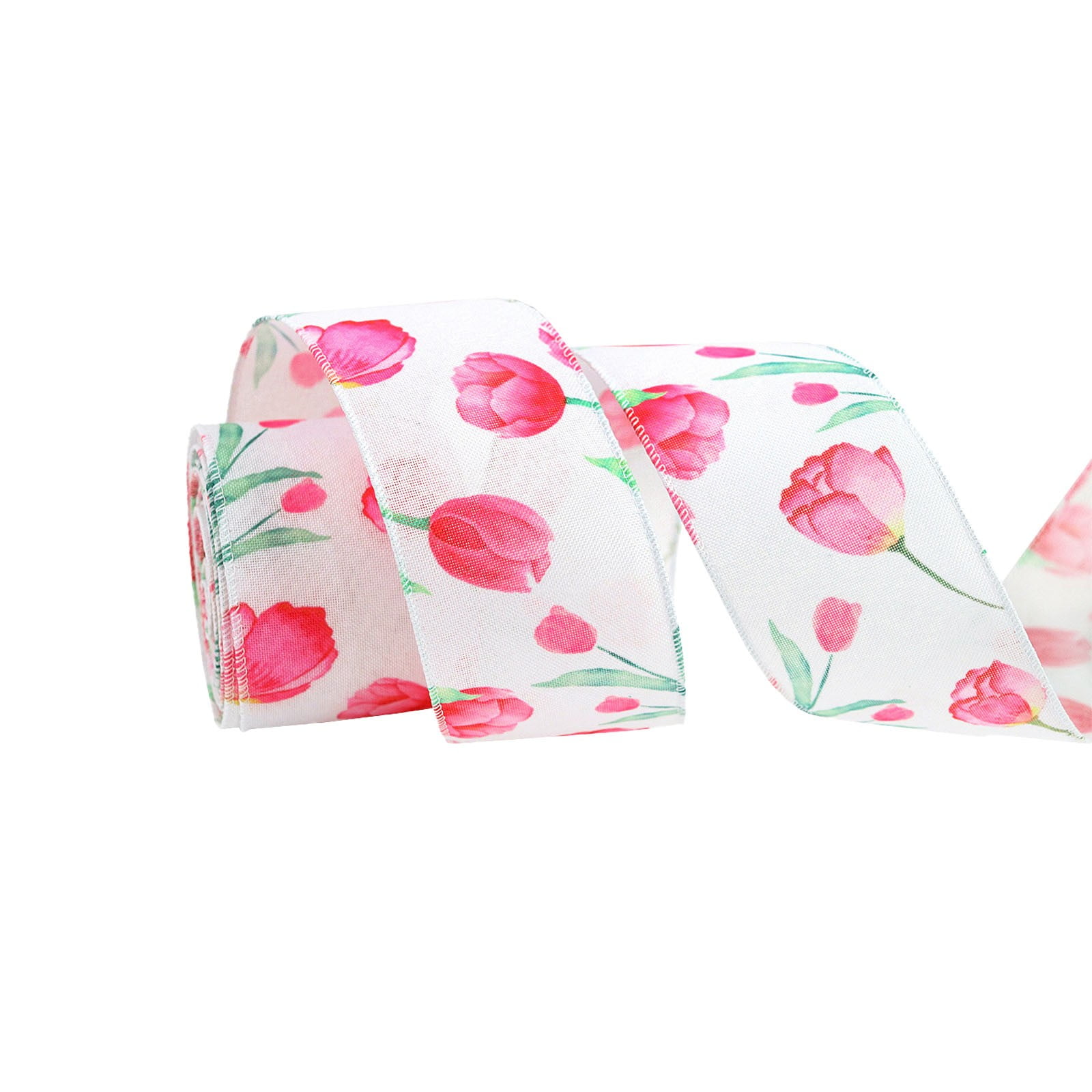 Floral Wired Edge Ribbon, Spring Craft Ribbons for Wreath Bows, Wired ...