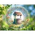 Floral Wishing Well 3D Wind Spinner Stainless Steel Garden Hanging ...