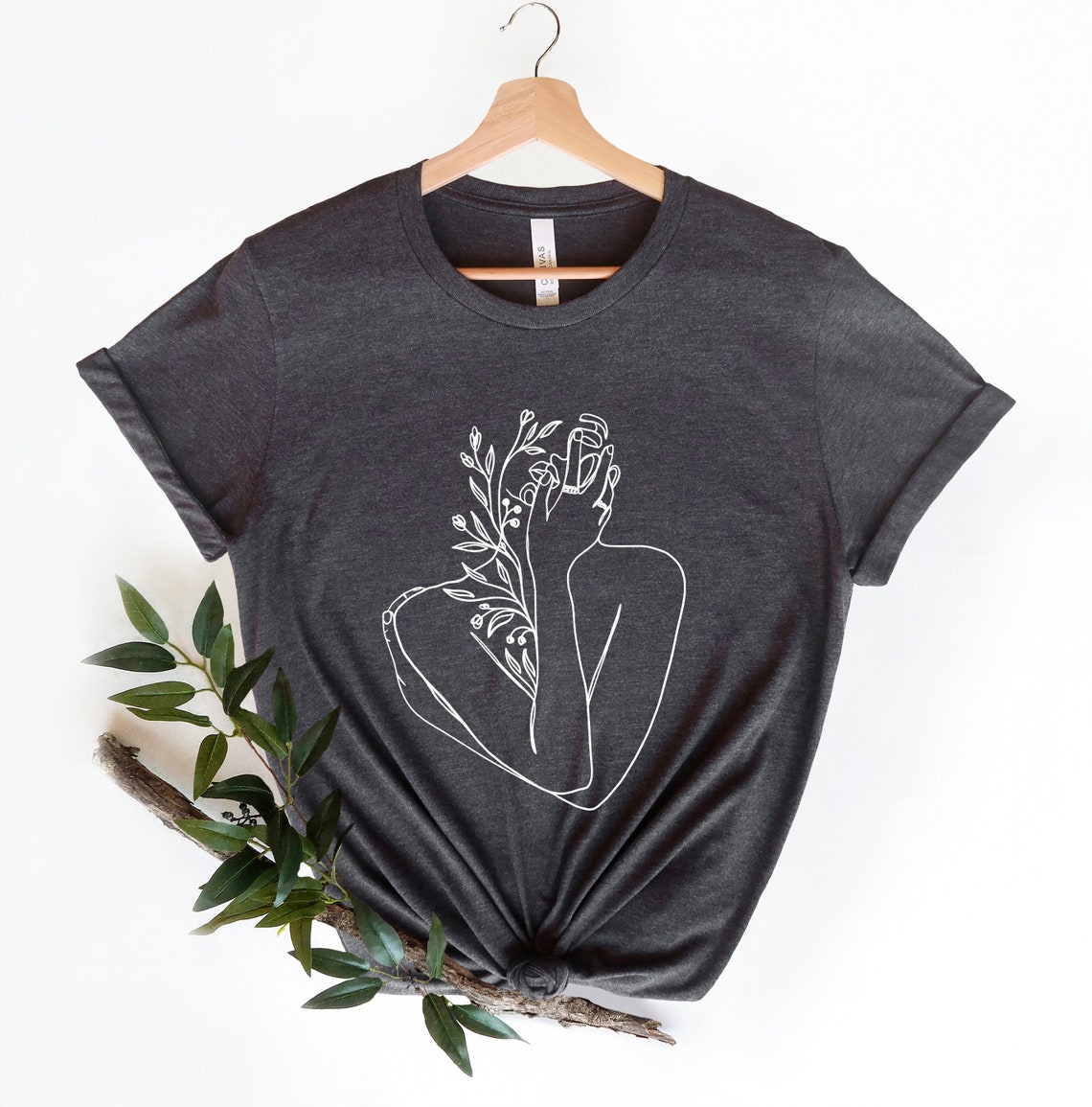 Floral Woman Face Shirt, Floral Woman Shirt, Woman Line Drawing Shirt ...