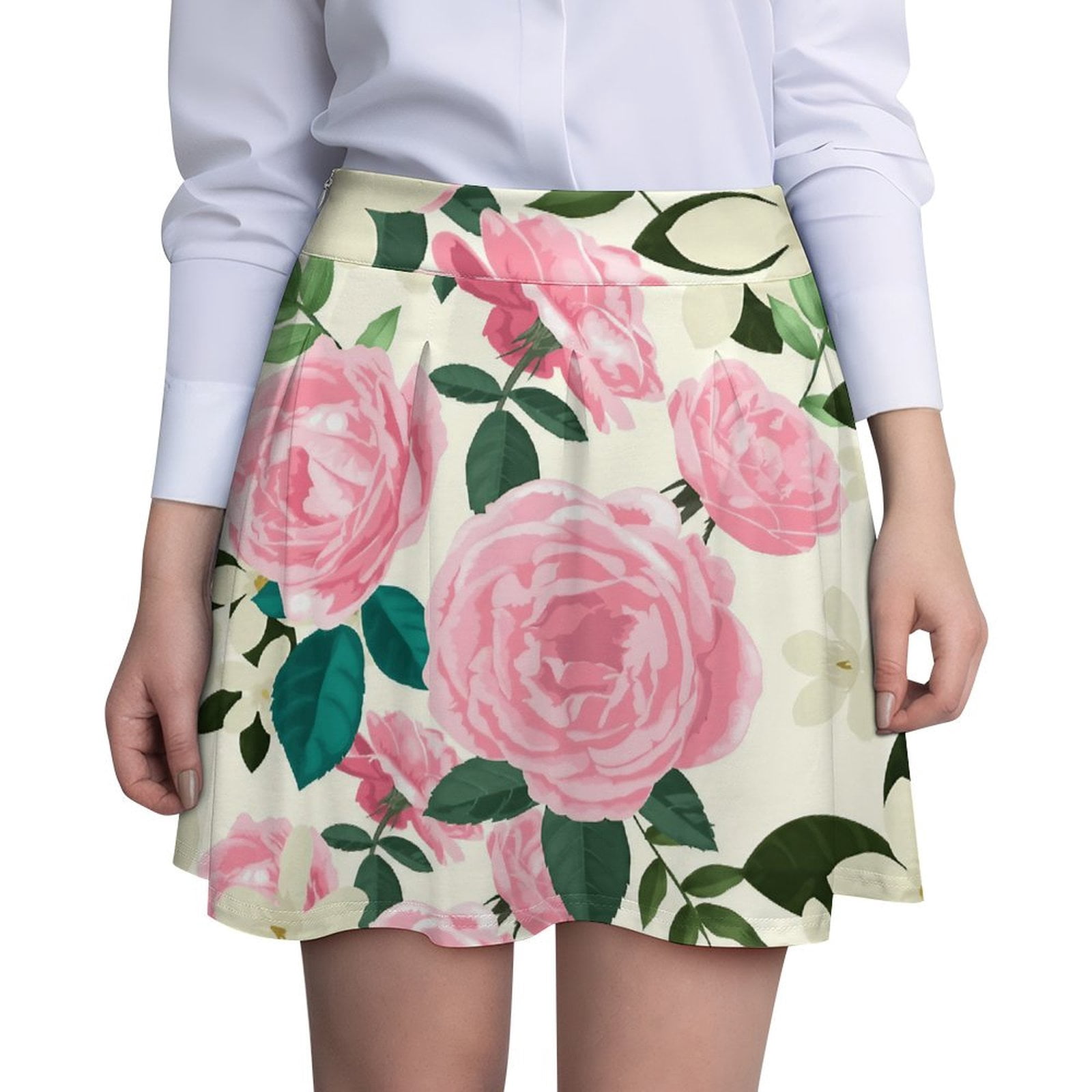 Floral Women's Casual Mini Skirt Invisible Zipper Summer Skirts High ...