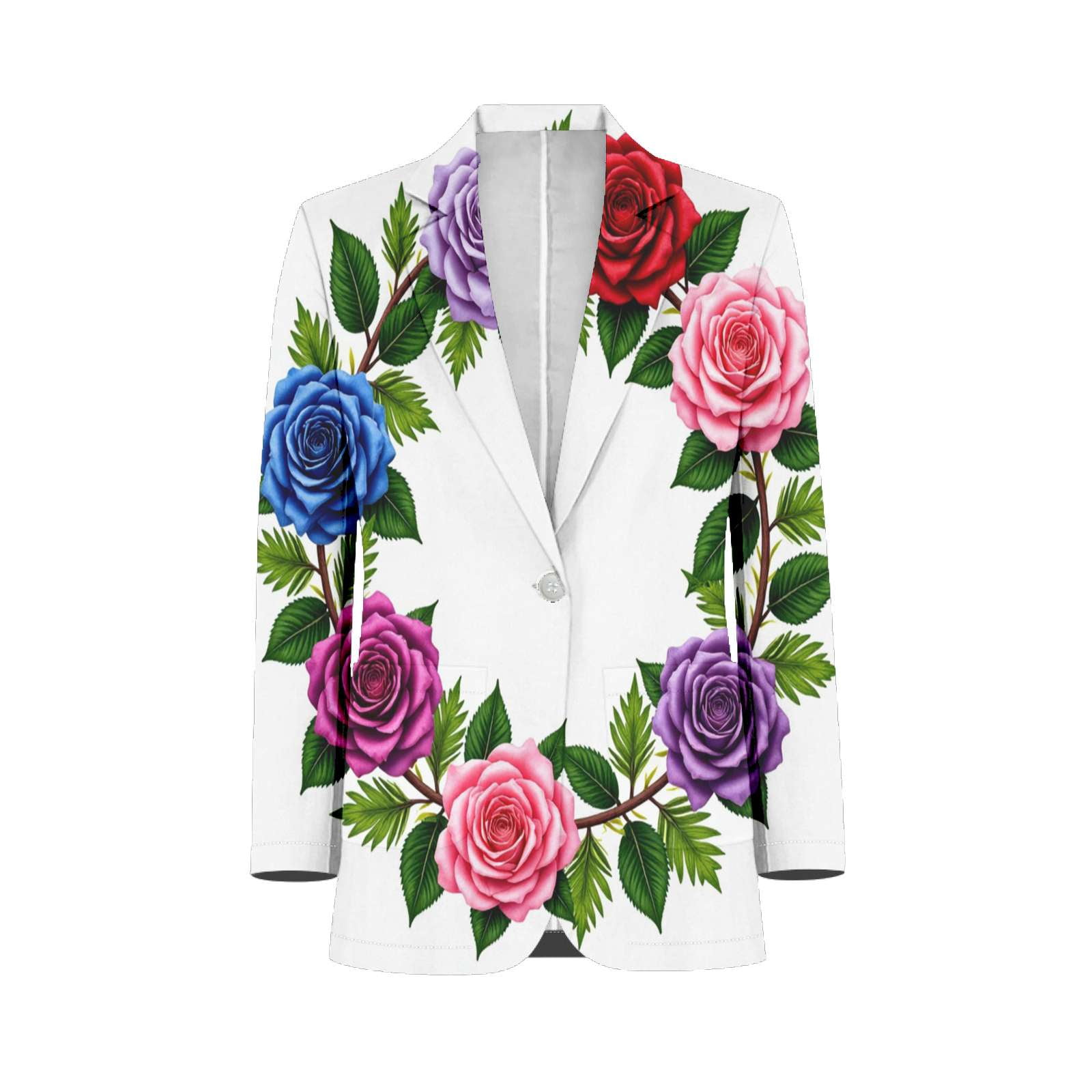 Floral Wreath Of Colorful Roses Customized Men's Suits full man Shawl ...