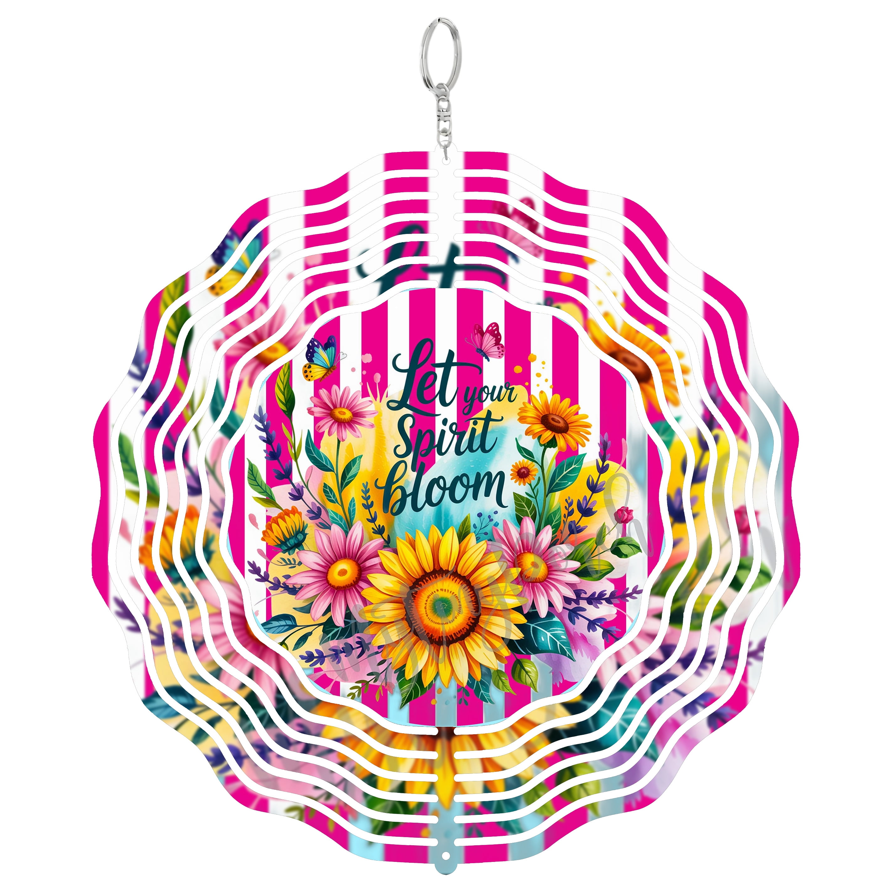Floral Wreath Spring Summer 3D Wind Spinner, Blooming Flower Garden ...