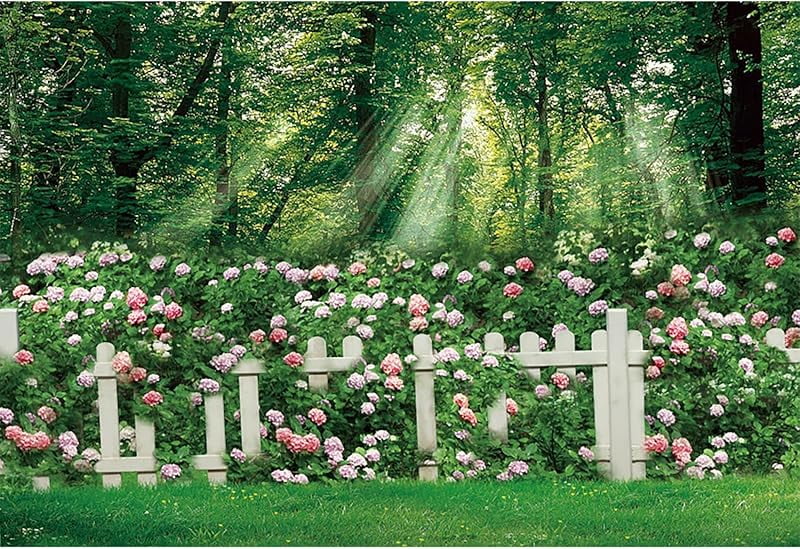 Floral Yard Backdrops for Photoshoot Green Grass Land Forest White ...