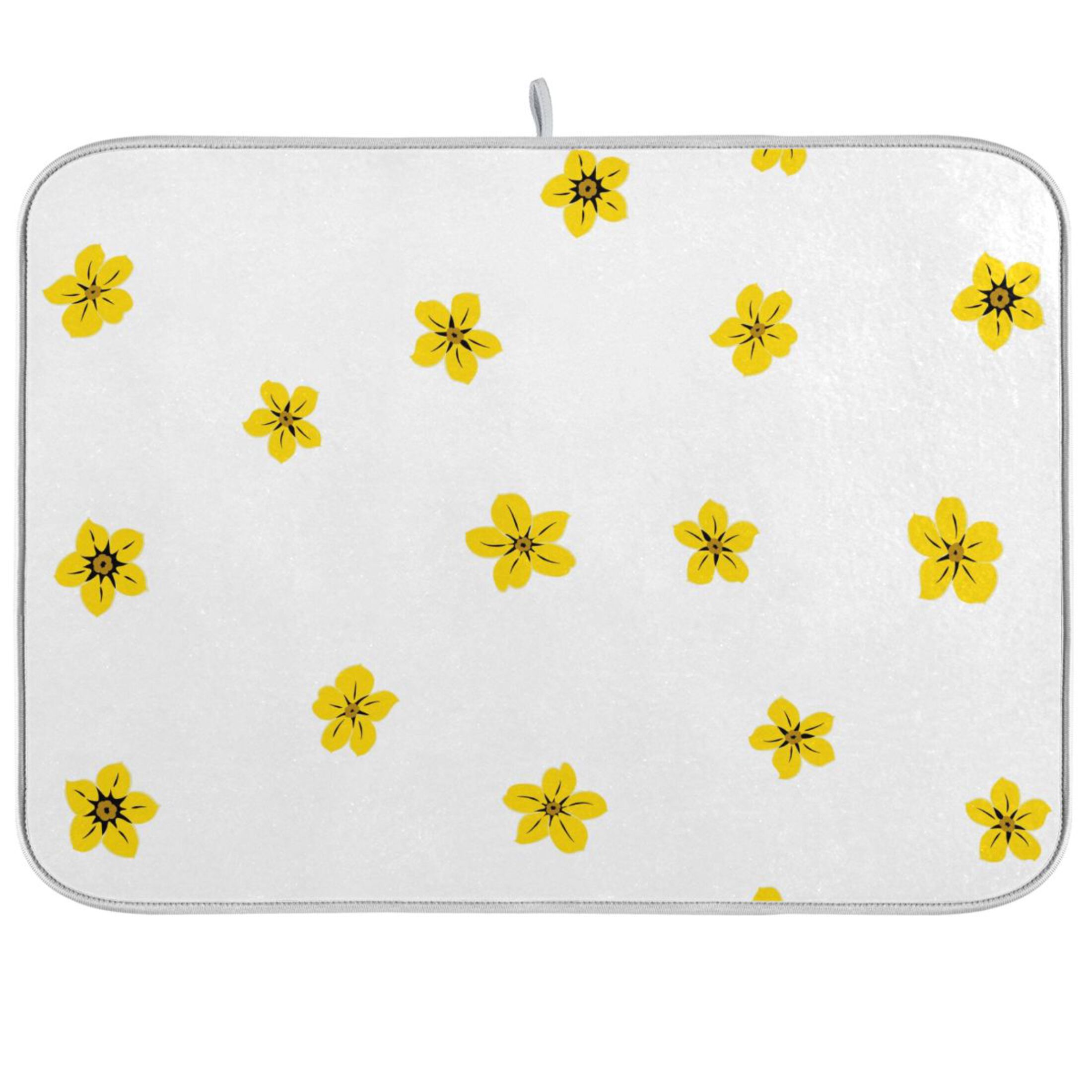 Floral Yellow Dish Drying Mat Microfiber Kitchen Mats Large Counter ...