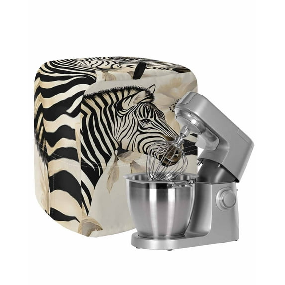 Floral Zebra Stand Mixer Dust Cover with Storage Pocket & Handles,Black ...