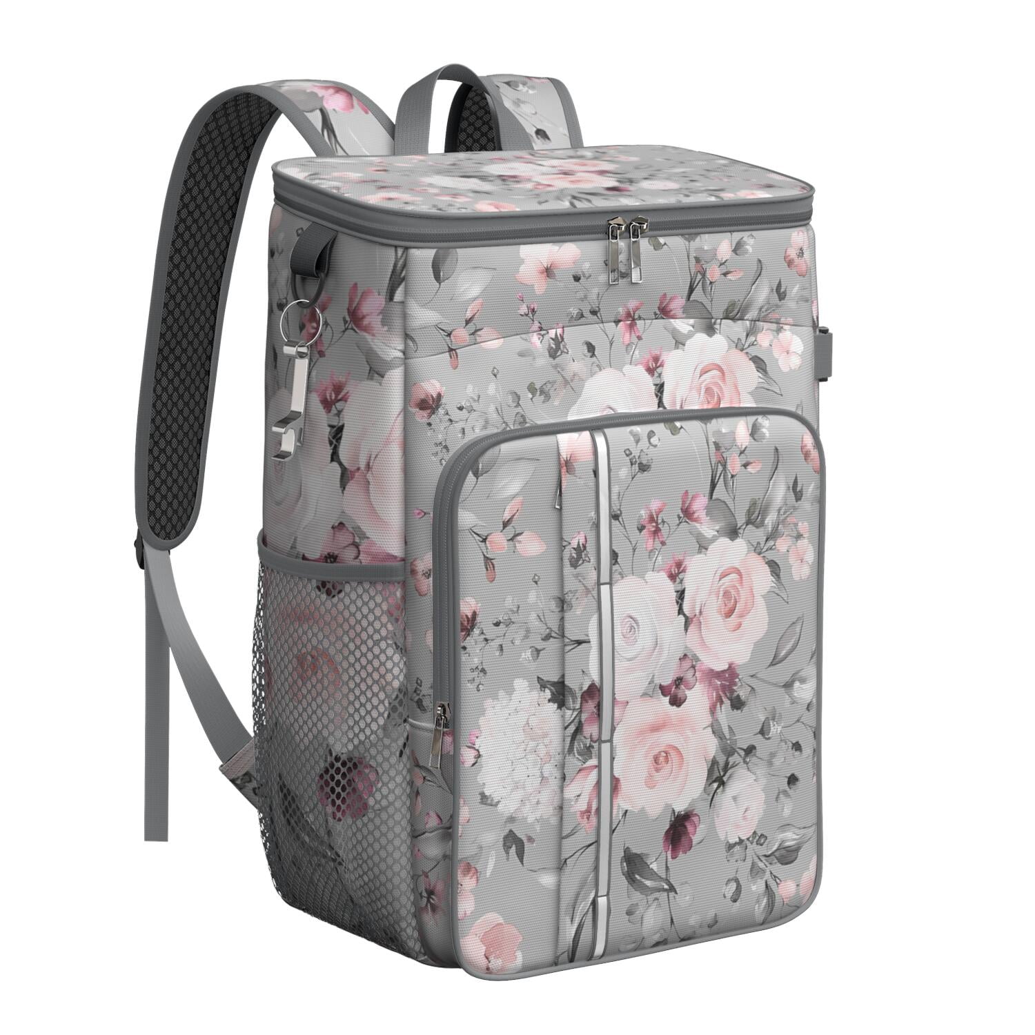 Floral and Hummingbird Illustration Backpack Cooler - Leakproof & Easy ...