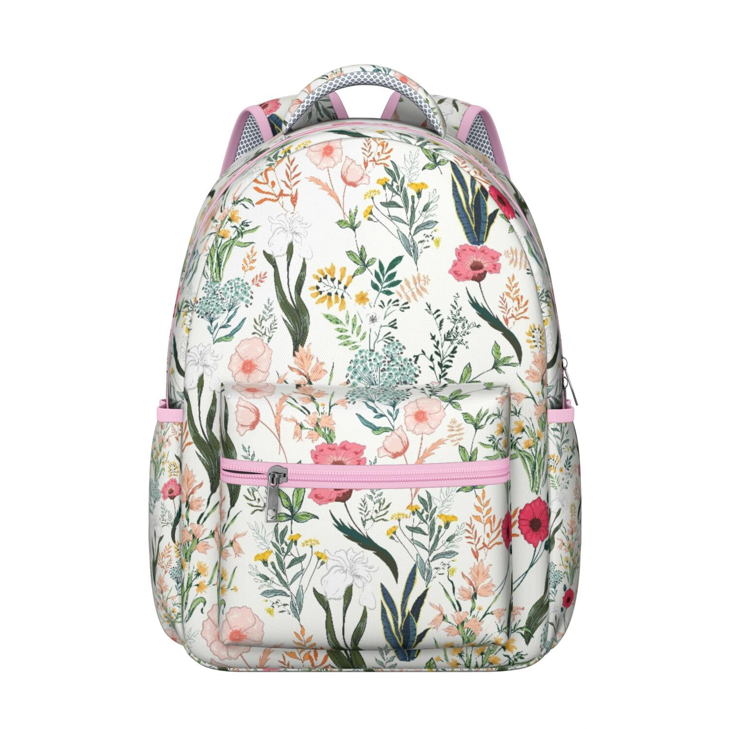 Floral and Hummingbird Illustration School Backpack Durable Students ...