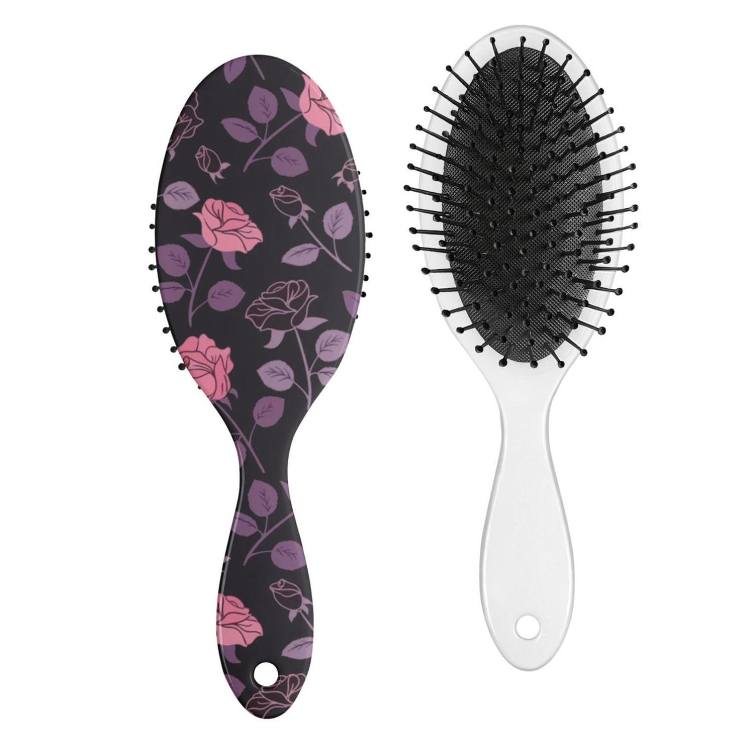Floral and Leopard Print Hair Brush, Artistic Watercolor Floral Pattern ...