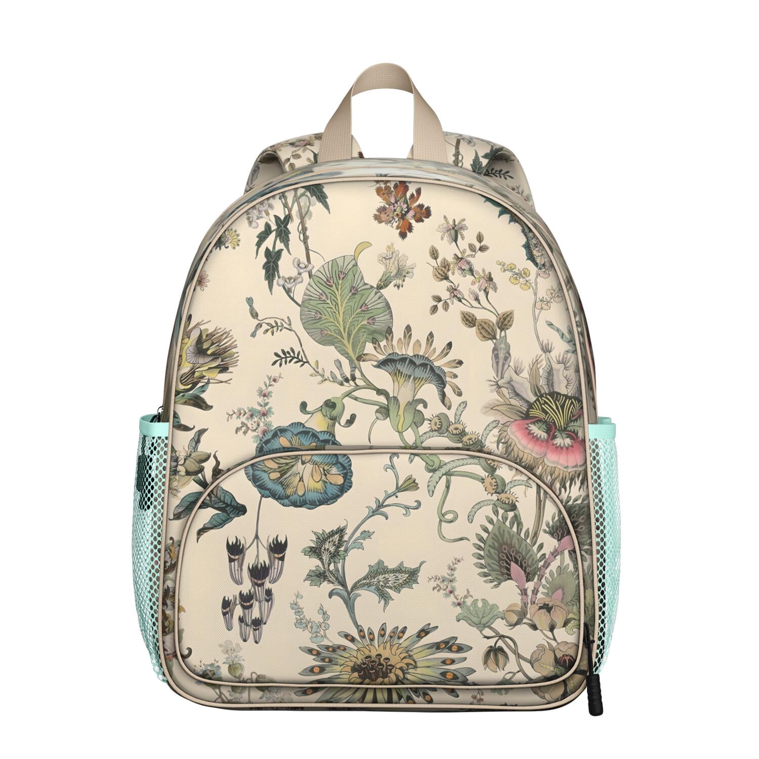 Floral and Leopard Print Students Backpack - Vintage Botanical School ...