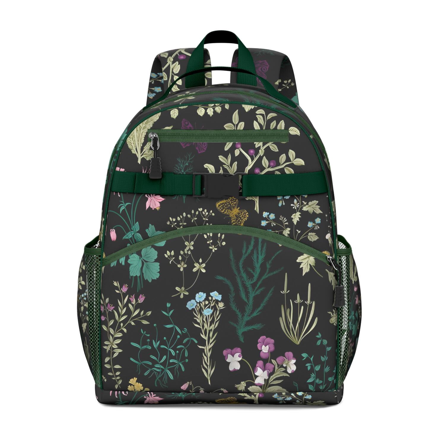 Floral and Skull Vintage Floral Ergonomic Backpack for Students ...
