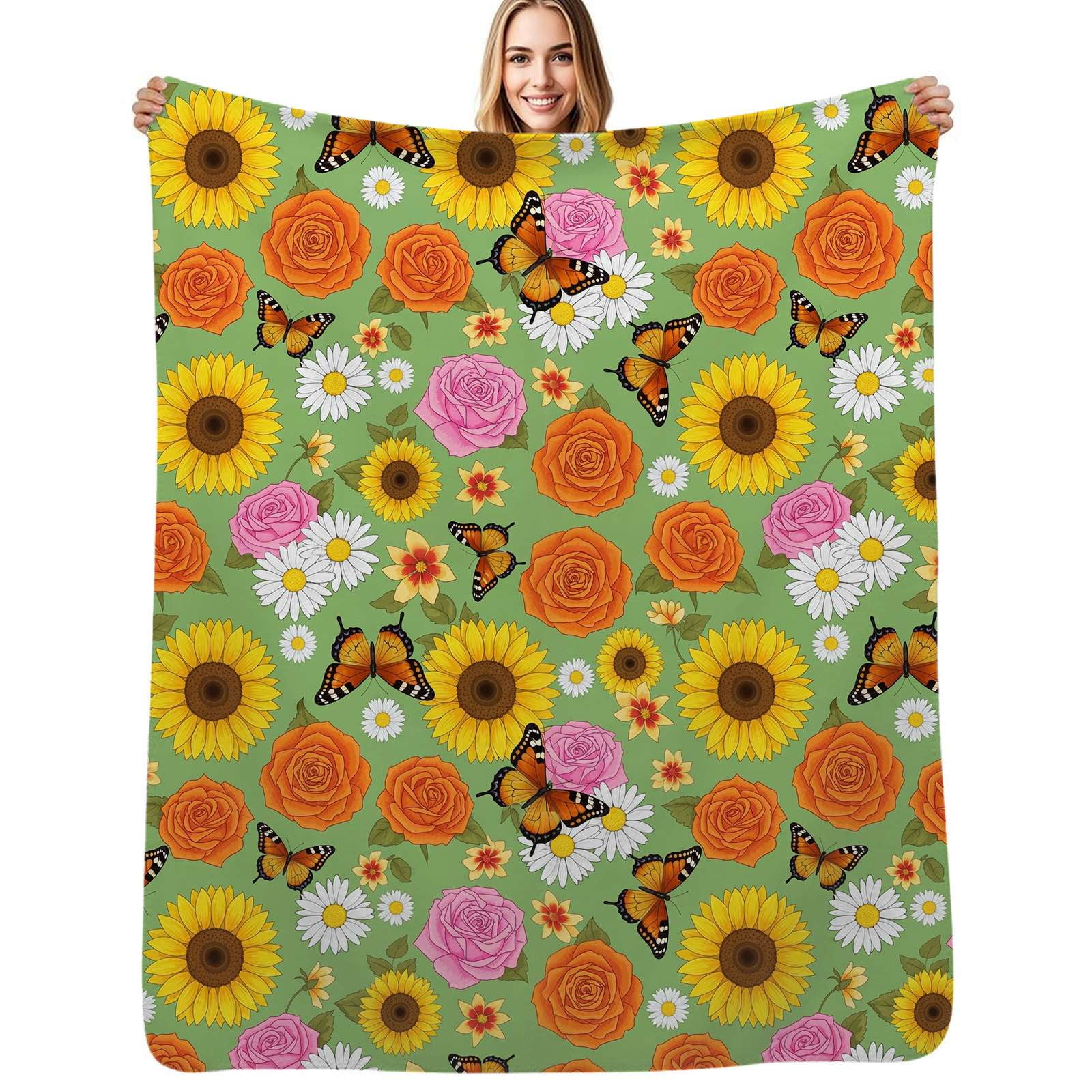 Floral butterfly garden pattern Soft Blanket Travel Bedding Throws ...