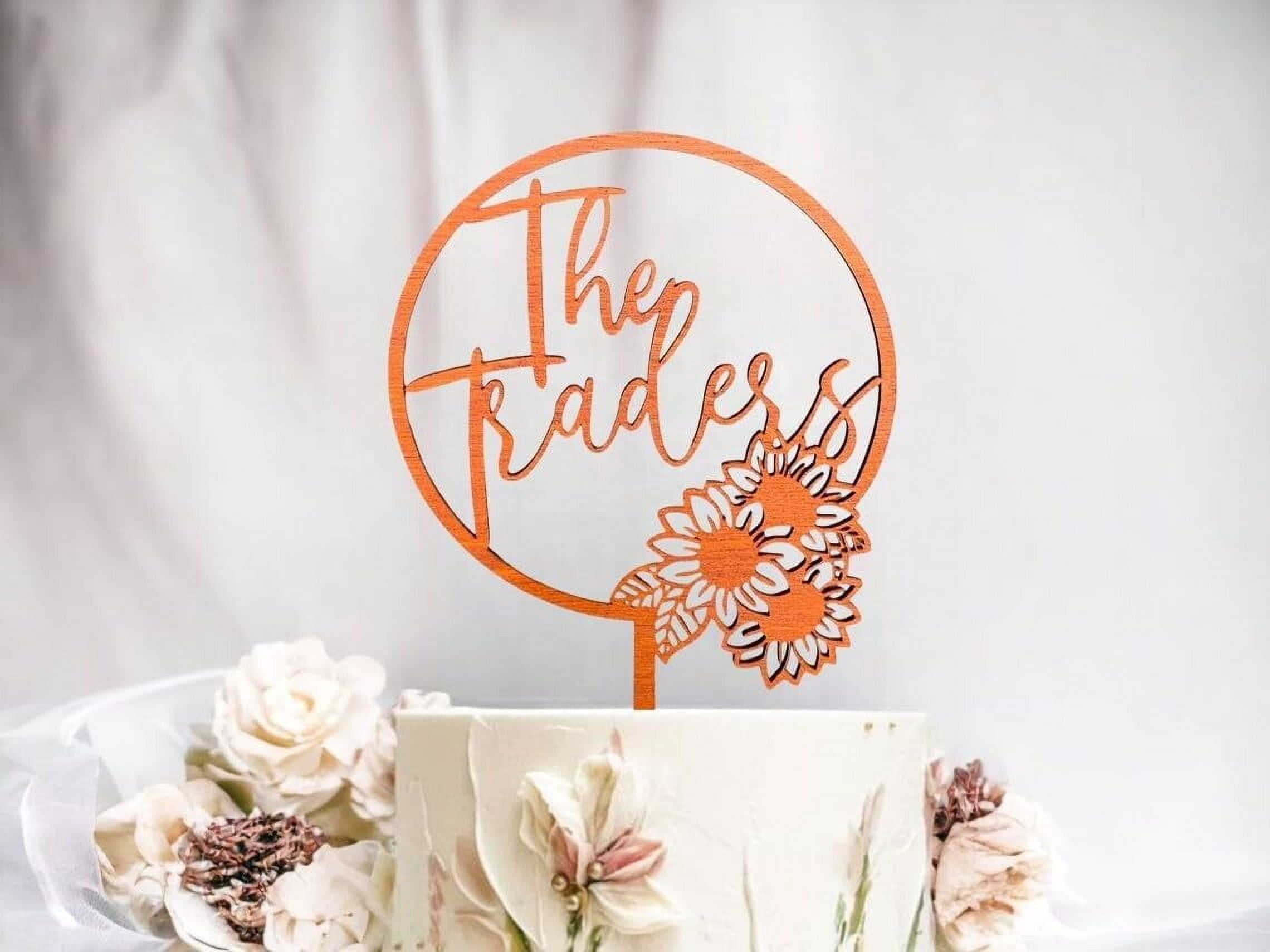 Floral frame cake topper,Sunflower wedding cake topper,Boho wedding ...