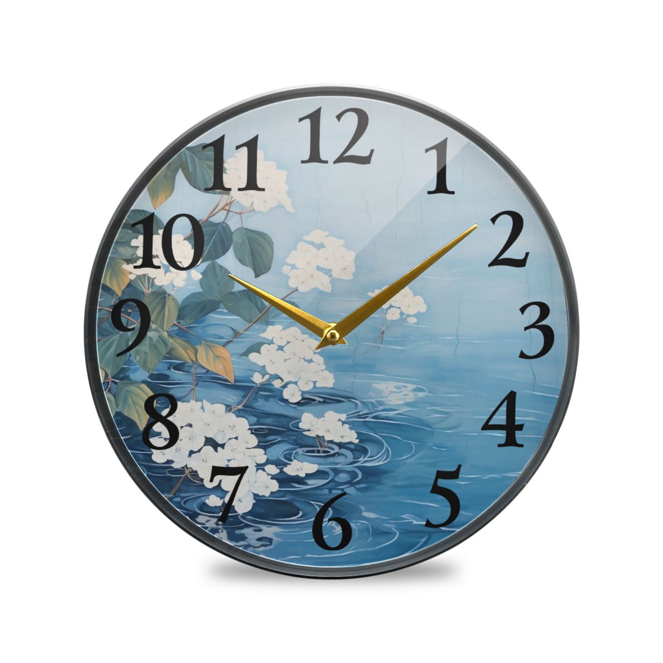 Floral on Water Wall Clocks Battery Operated 11.9 Inch Round Clock ...