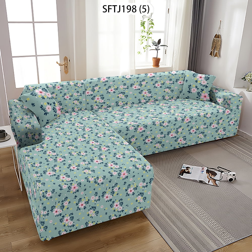 Floral pattern living room sofa cover modular L-shaped flower color ...