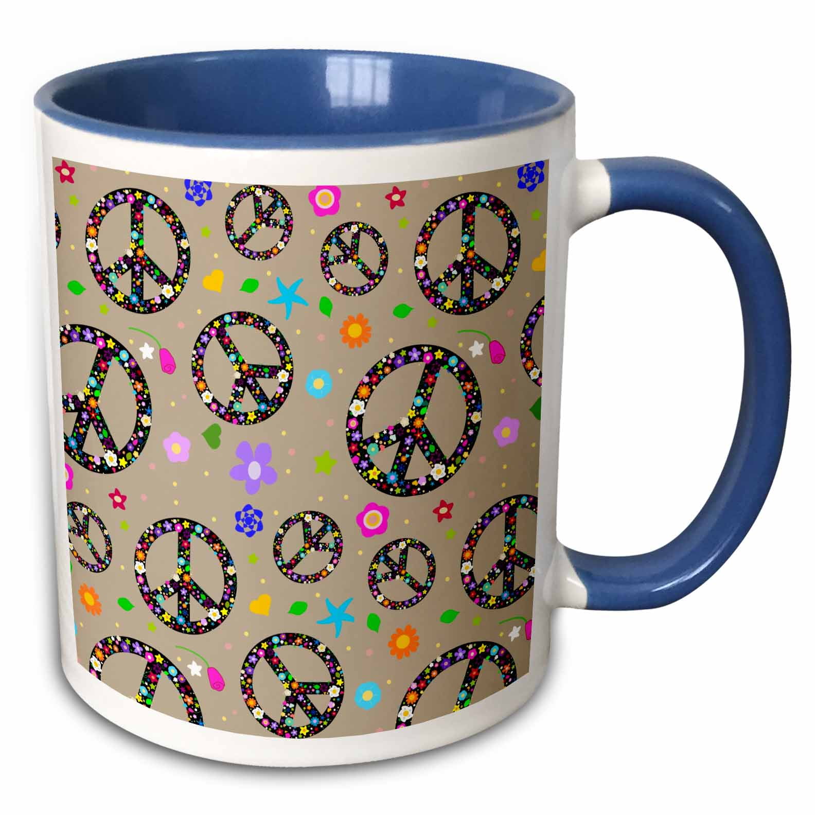 Floral peace symbol pattern - flowery hippie or hippy sign - flower ...