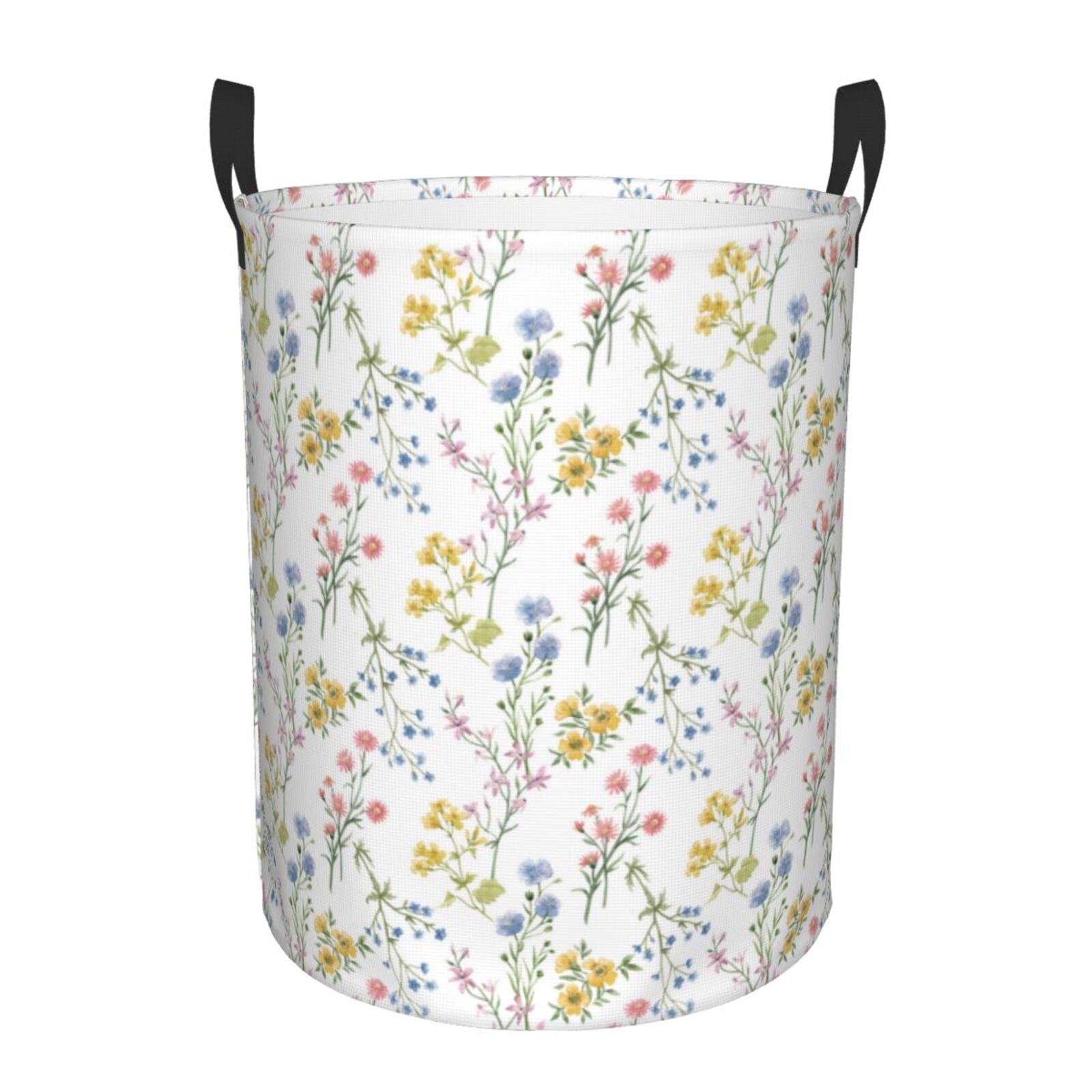 Floral print Laundry Basket with Handles - Freestanding Laundry Hamper ...
