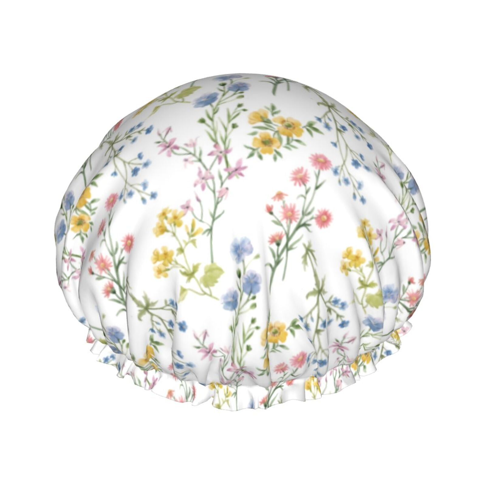Floral print Shower Cap, Reusable Bath Hair Hat for all Hair Lengths ...
