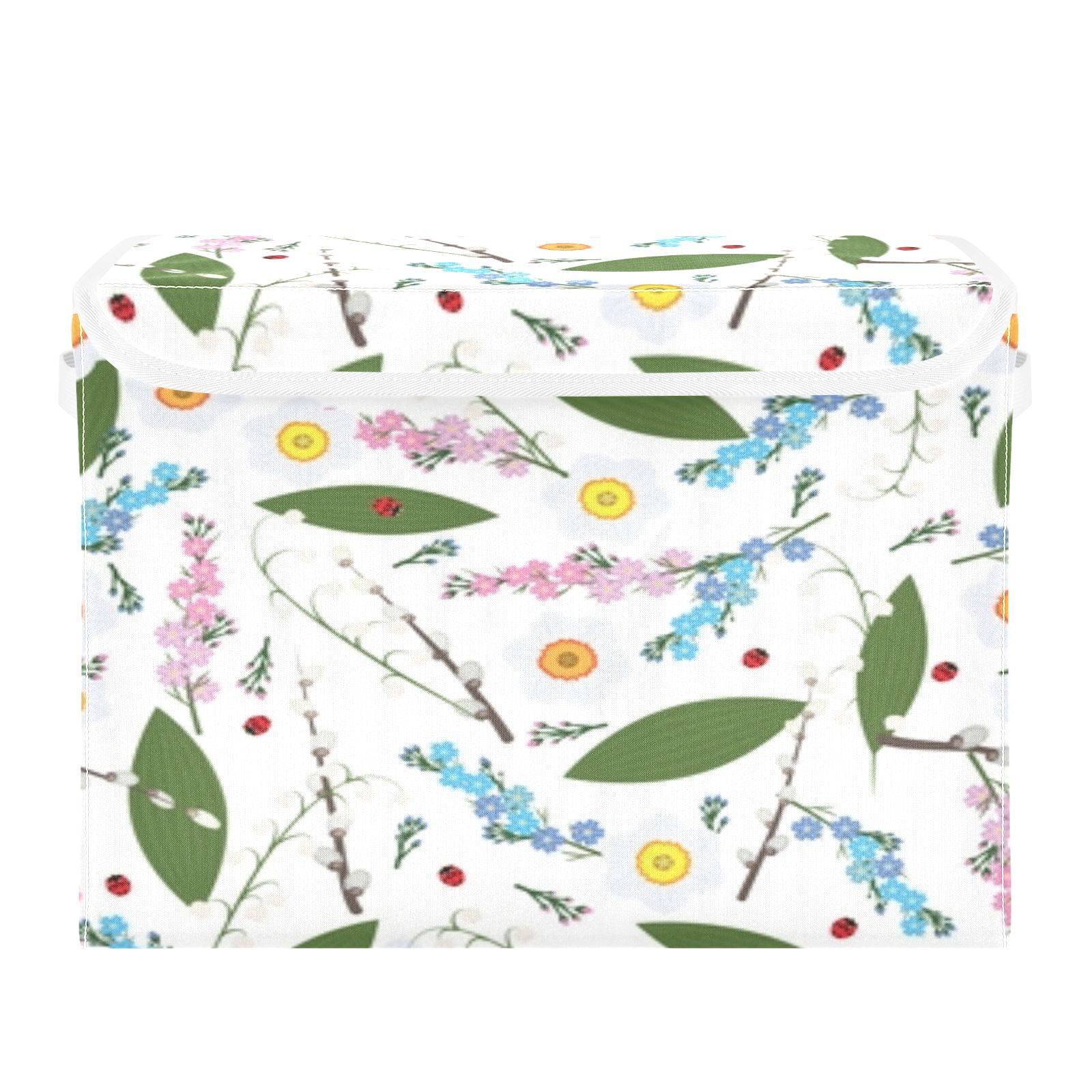 Floral spring ladybug pattern design Large Storage Bins with Linen ...