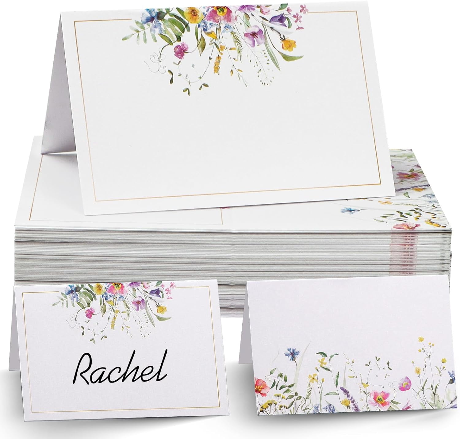 Floral wildflowers place cards for weddings, engagements, bridal ...