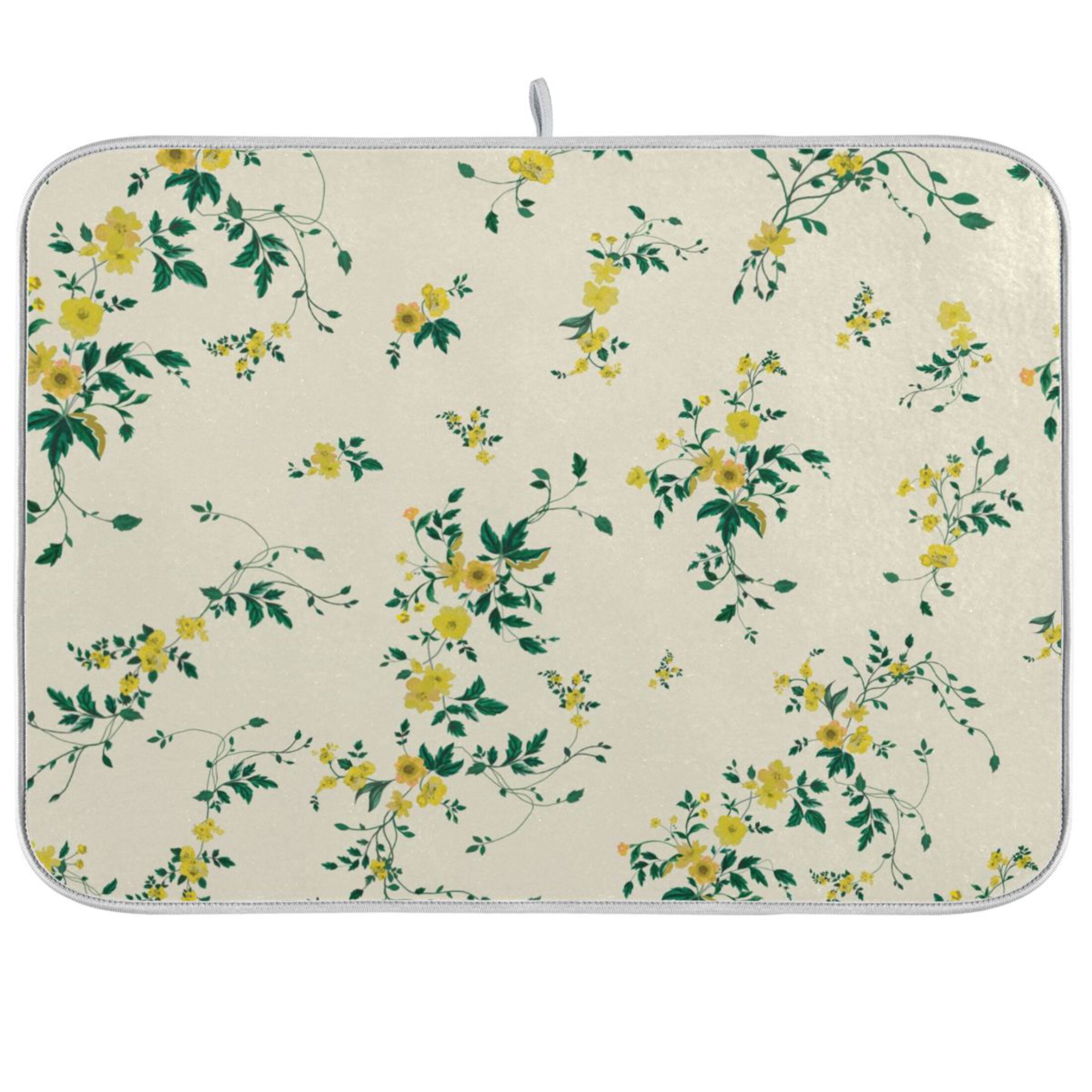 Floral with Green Leaf Dish Drying Mat Microfiber Kitchen Pad Large ...
