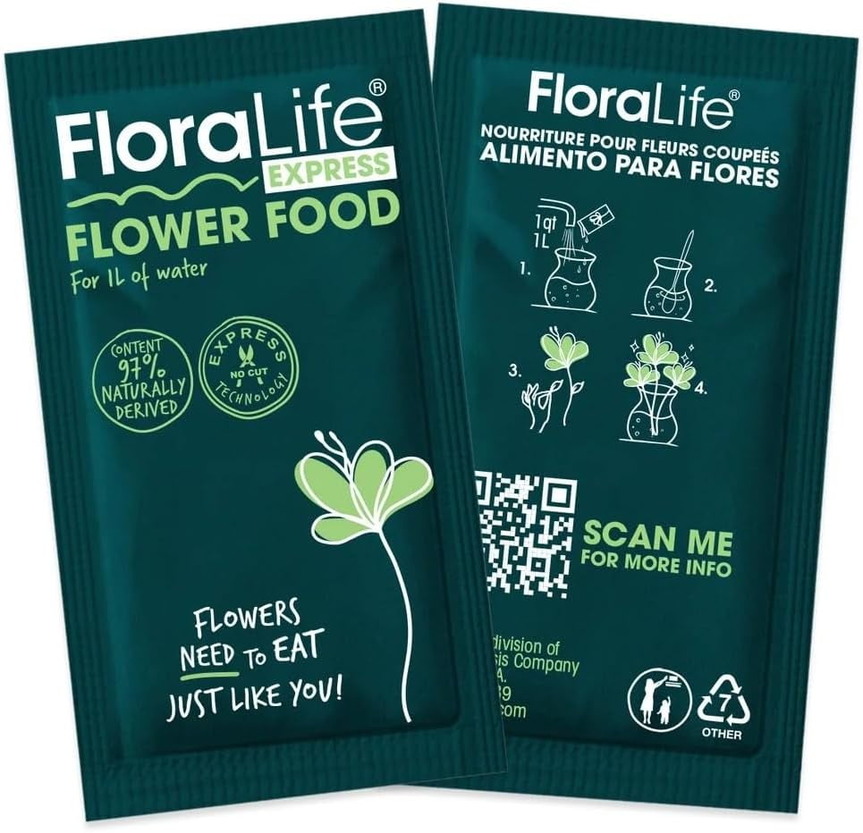 Floralife 25 Count Floral Food, Supports Hydration and Nutrition for ...