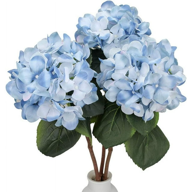 Florals 13'' Faux Silk Hydrangea, Long Stemmed Artificial Flower for ...