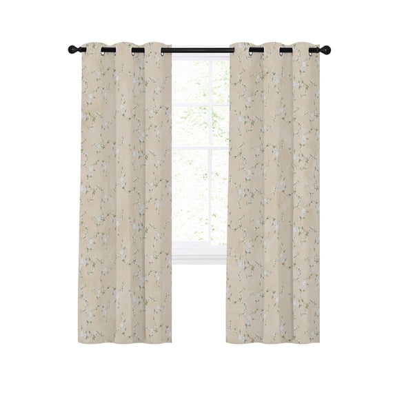 Florals Blackout Curtains 54 Inches Length, Country White Flowers ...