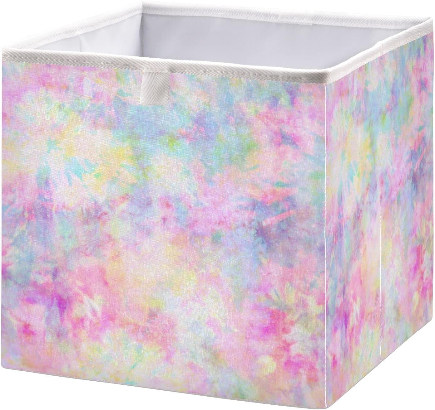 Florals Tie Dye Storage Baskets for Shelves Foldable Collapsible ...