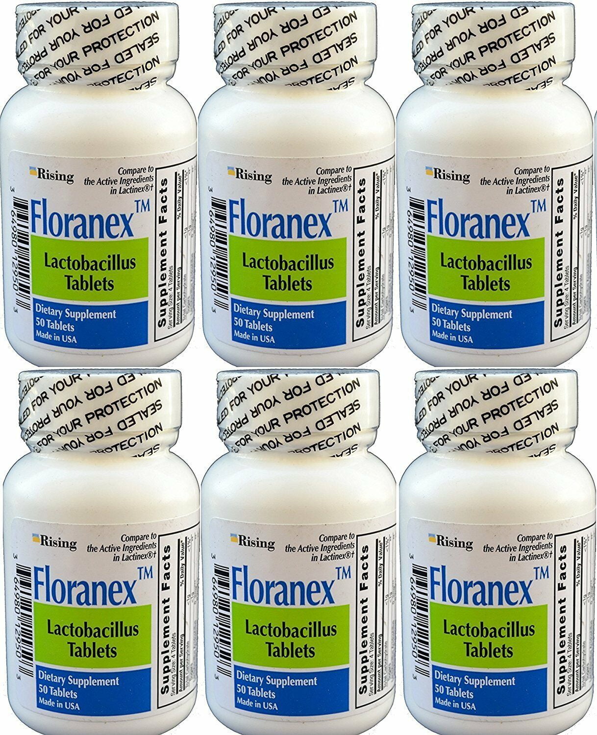 Floranex Lactobacillus Antidiarrheal Probiotic Supplement, 50ct, 6-Pack ...