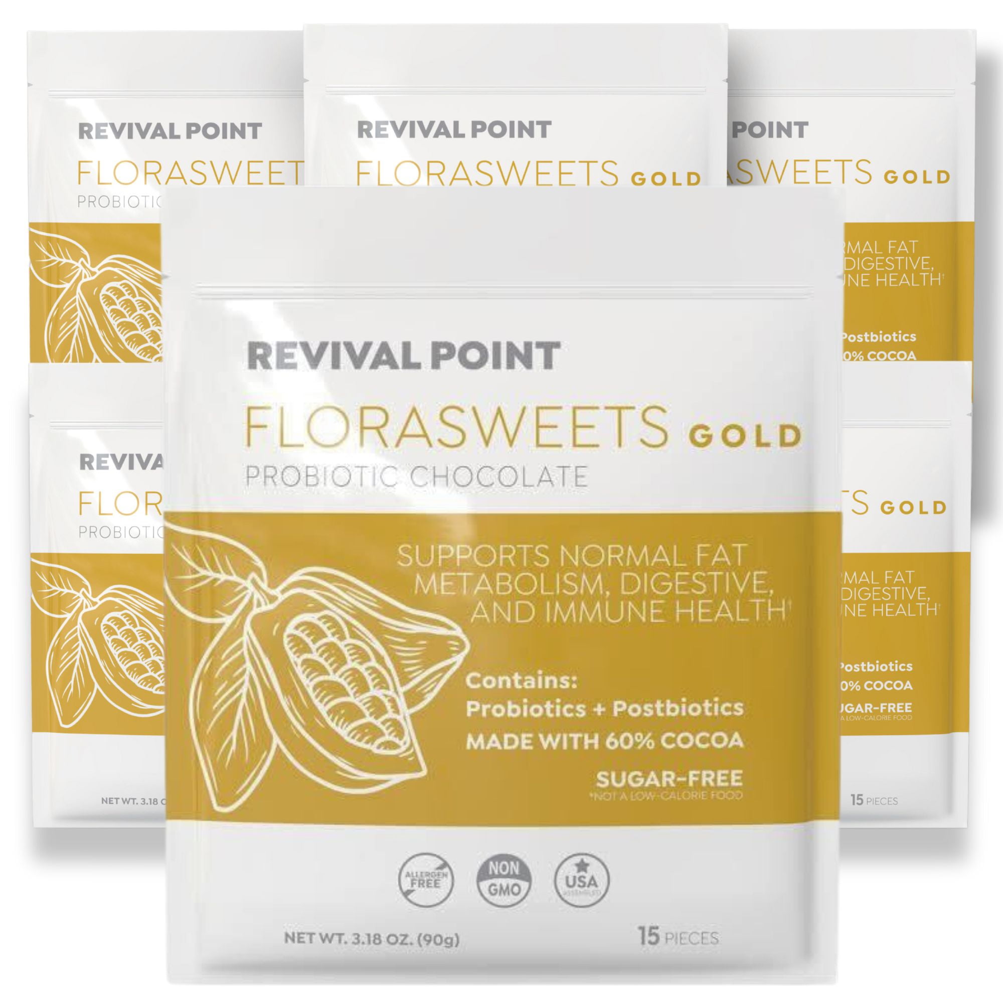 Florasweets Gold Probiotic + Postbiotic Chocolate, Weight Management, Digestive & Immune Support ...