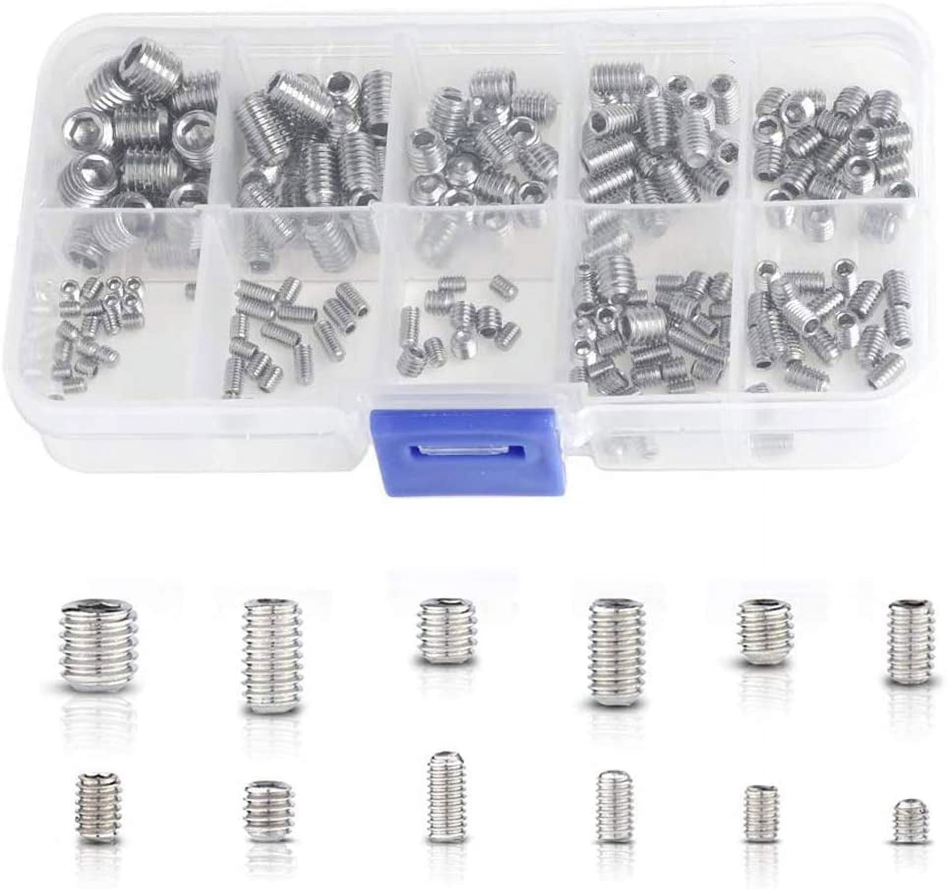 FloreceBien 200pcs Hex Socket Set Screws Assortment - Flat Head ...