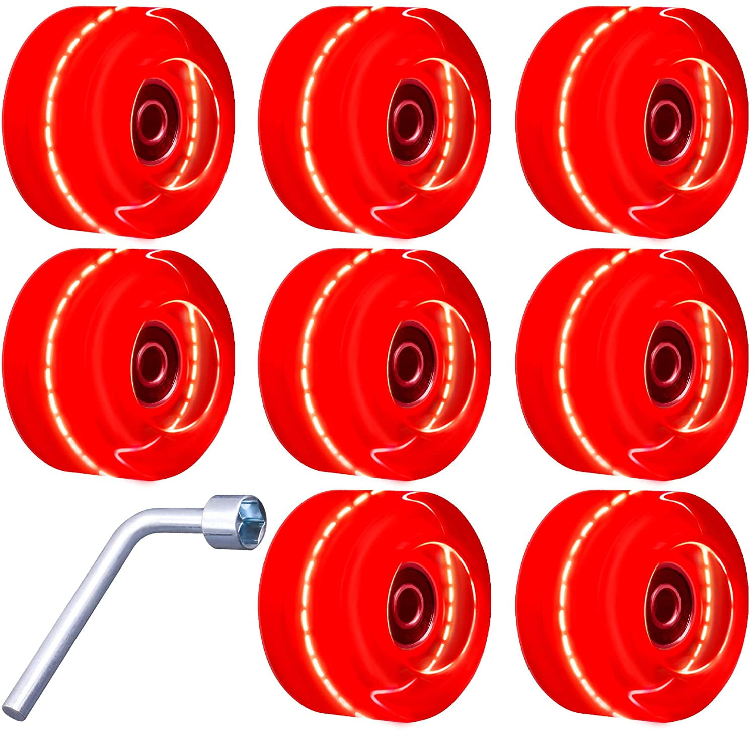 FloreceBien 8 Pack Roller Skate Wheels with Bearings Installed Luminous ...