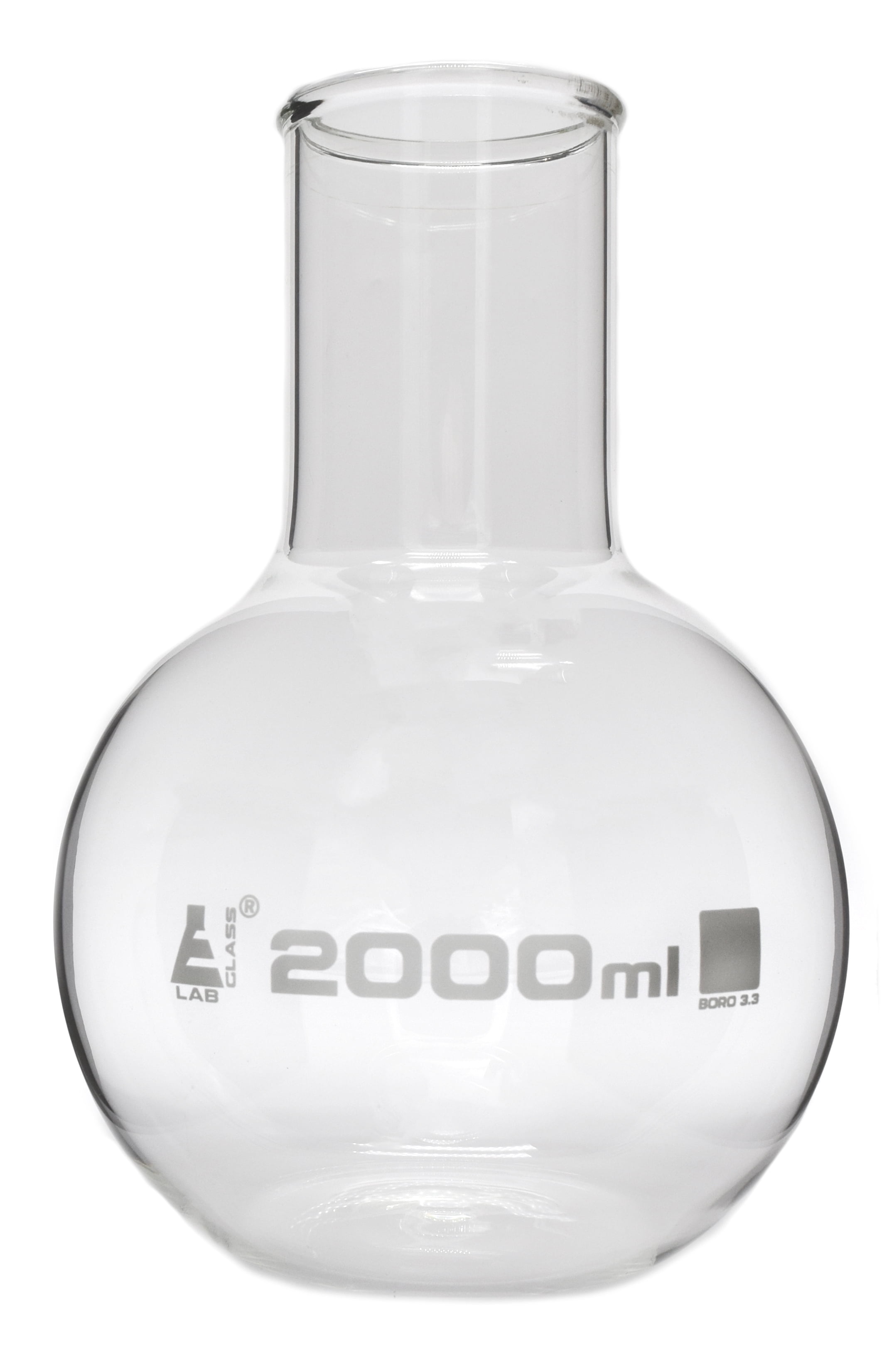 Florence Boiling Flask, 2000ml, Borosilicate Glass, Wide Neck, Flat ...