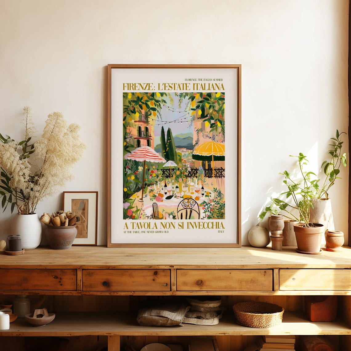 Florence Dinner Party Art Poster: Colorful Italy Travel Poster ...