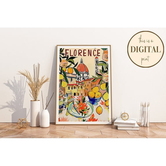 Florence Duomo Art Poster: Colorful Italy Travel Poster, Unframed ...