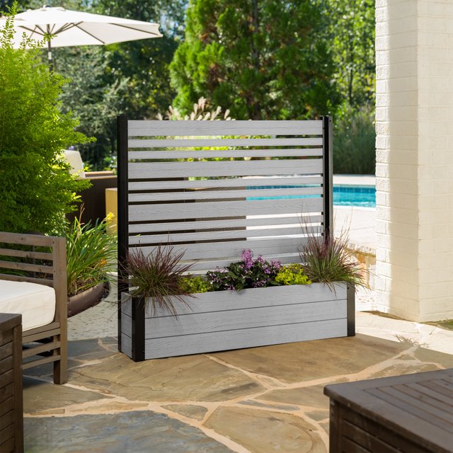 44in H x 46in W x 9.5in L (1 Screen w/ Planter) Freestanding Enclo ...