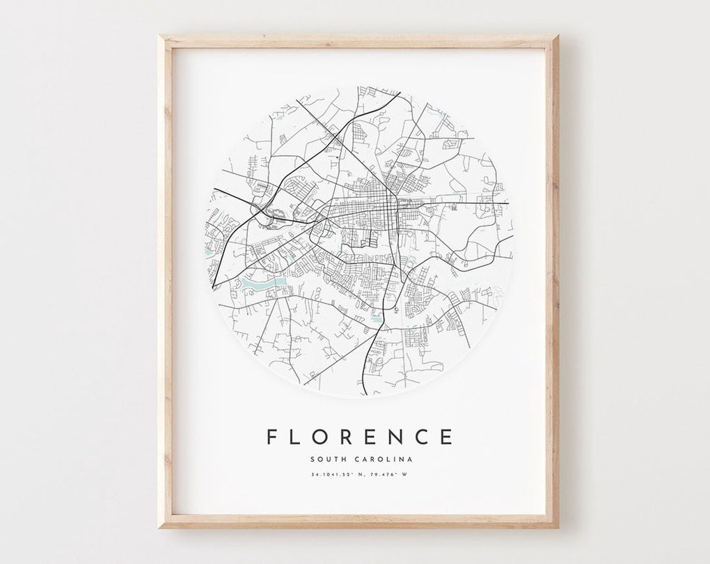 Florence Map Print, Florence Map Poster City Wall Art, Sc Road Map ...