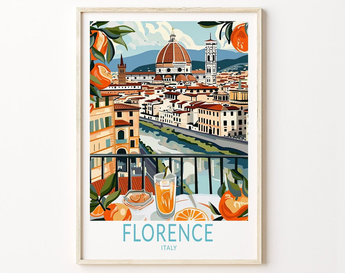 Florence Poster, Florence Italy Travel Poster Print, Italy Wall Decor ...