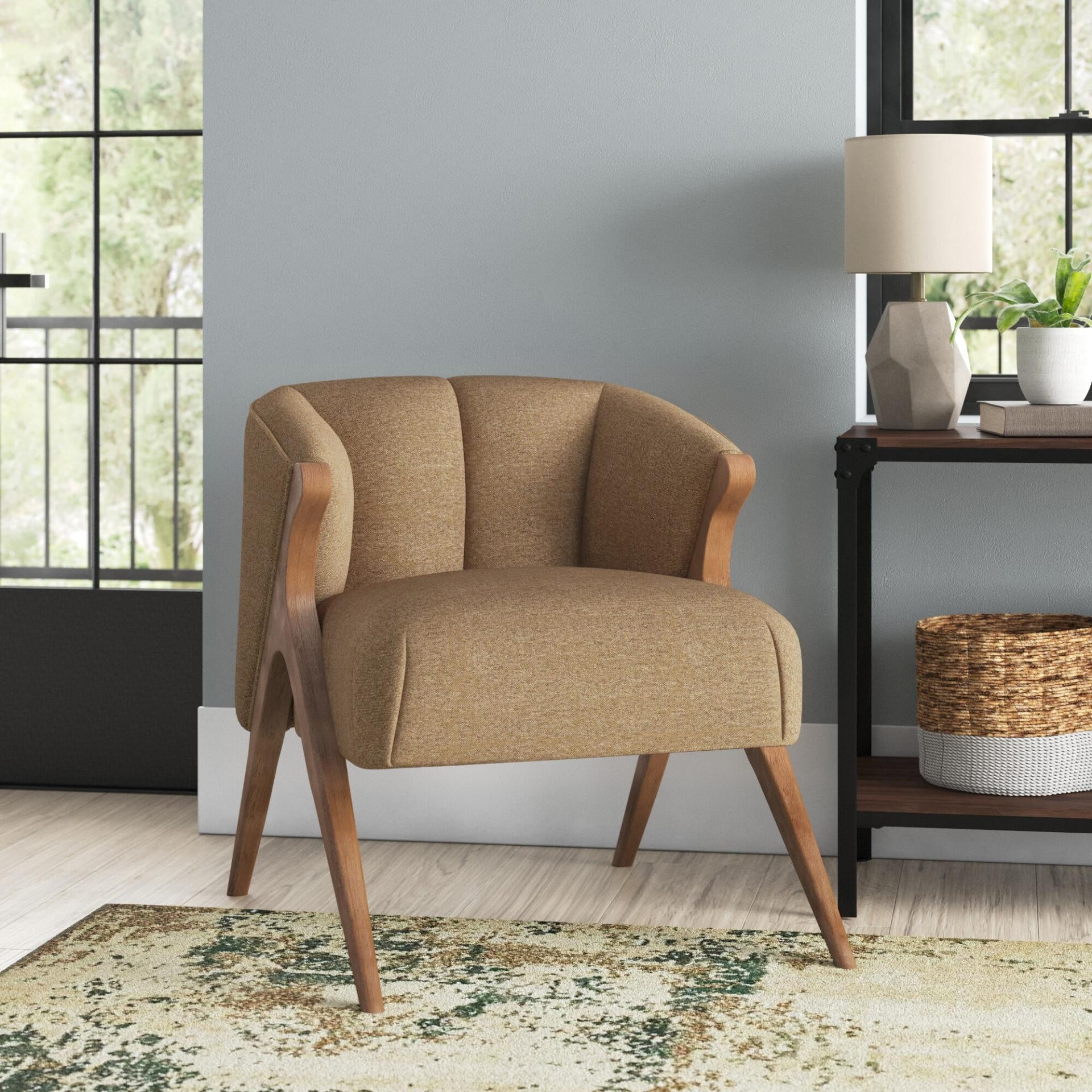 Florence Vintage Mid century Low profile Accent Chair Cream