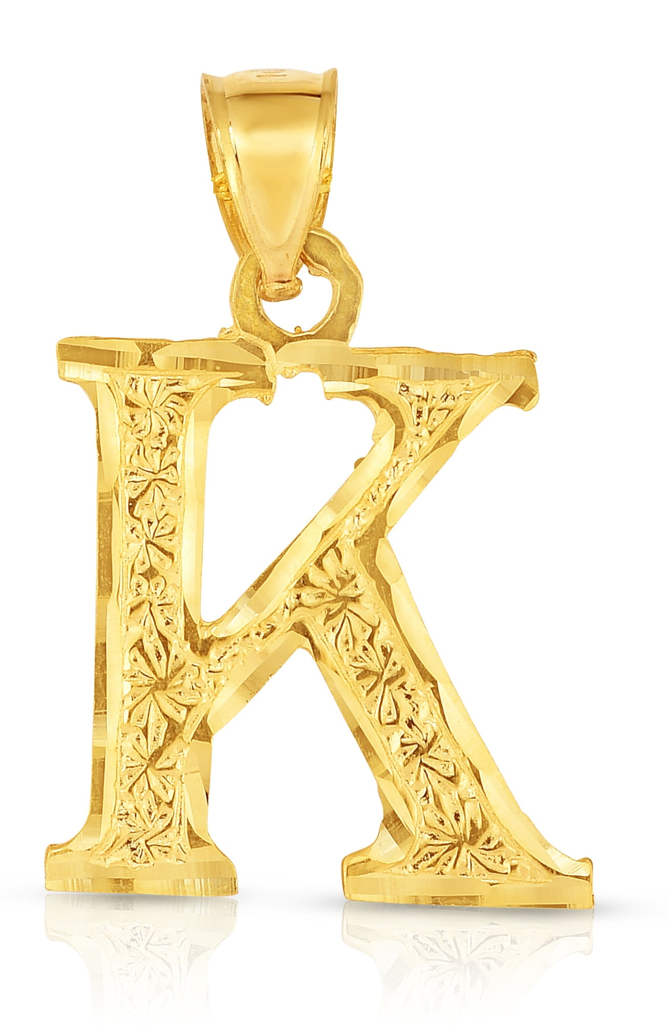Floreo 10K Yellow Gold Block Letter Pendant A-Z Personalized Alphabet ...