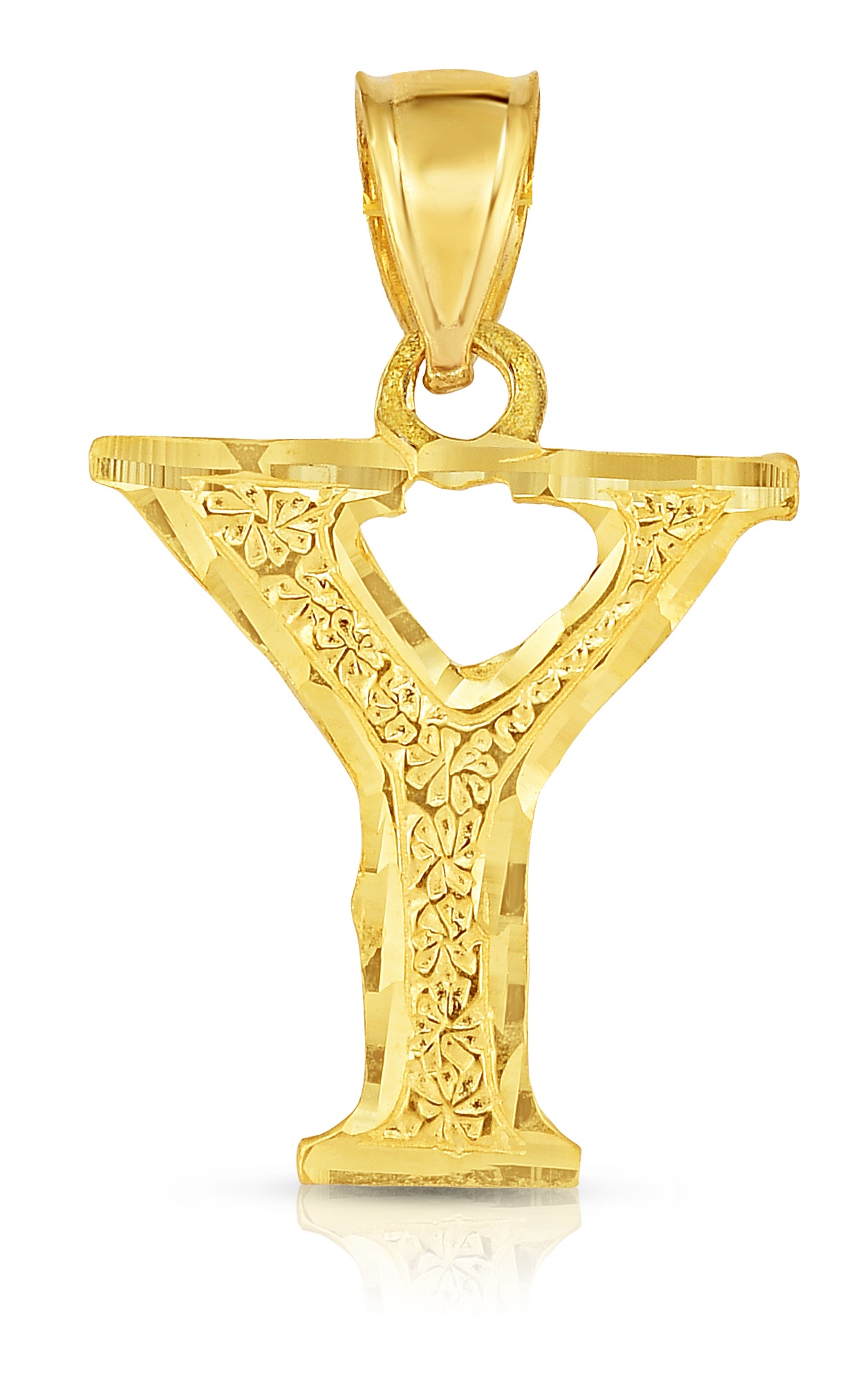 Floreo 10K Yellow Gold Extra Large Letter A-Z Alphabet Initial Pendant ...