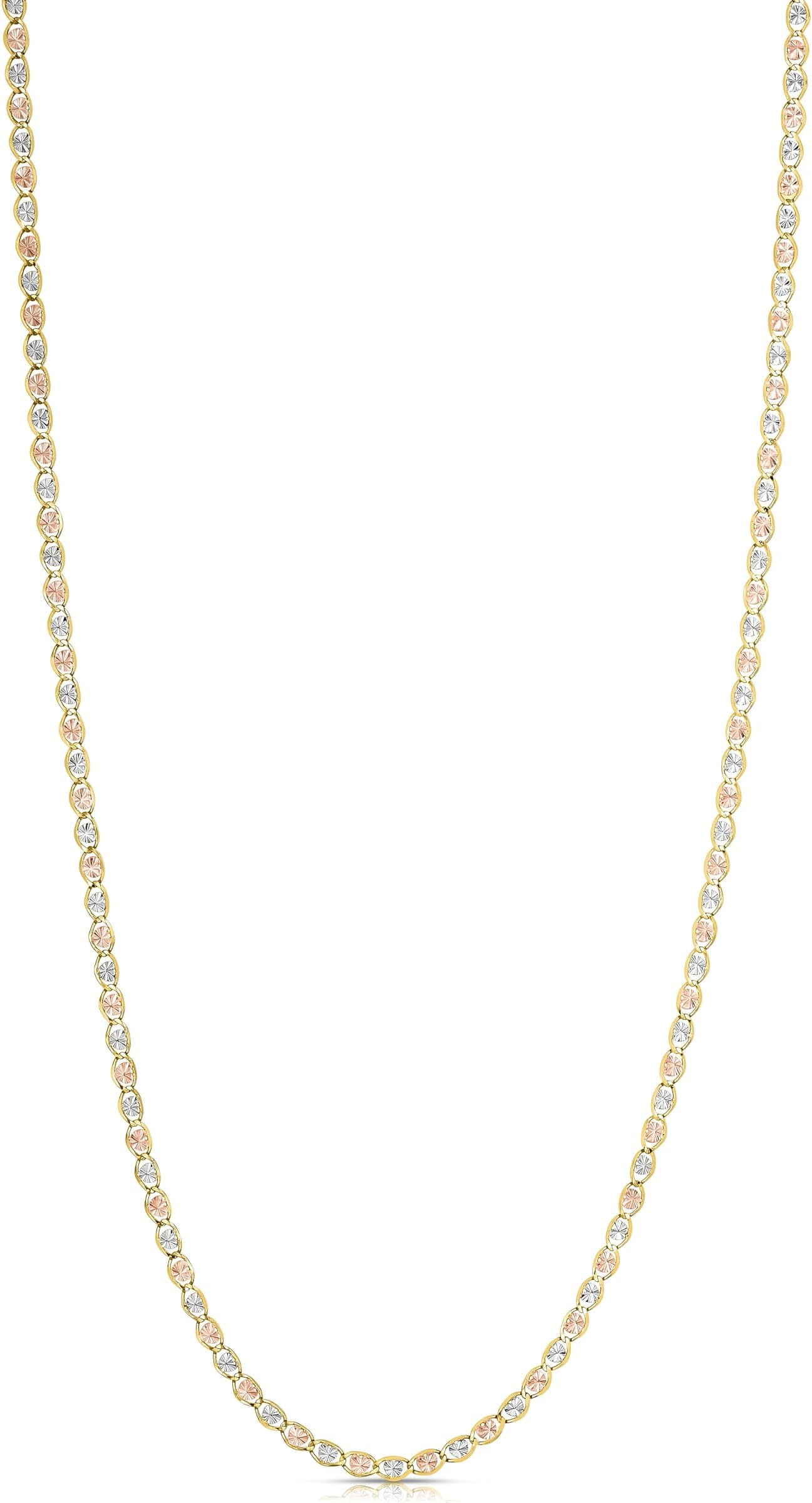 Floreo 10k Tri-Color Gold 2.5mm Valentino Heart Link Chain Necklace ...
