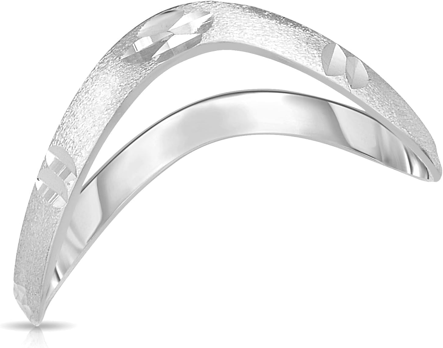 Floreo 10k White Gold 2mm Satin and Diamond Cut Finish Curved Waved ...