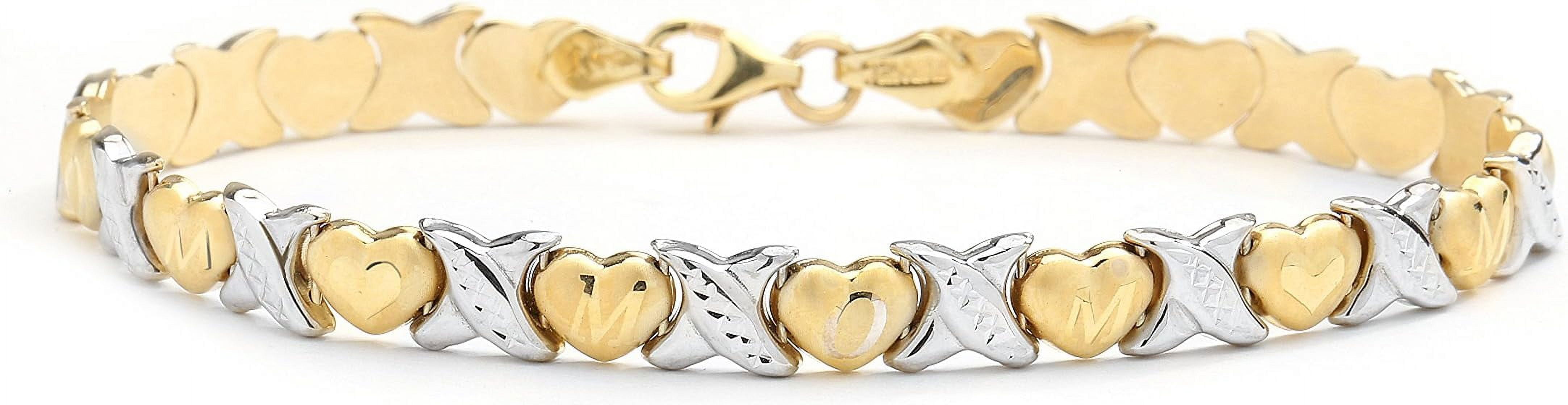 Floreo 10k White and Yellow Gold Stampato Xoxo X & Heart MOM Bracelet ...