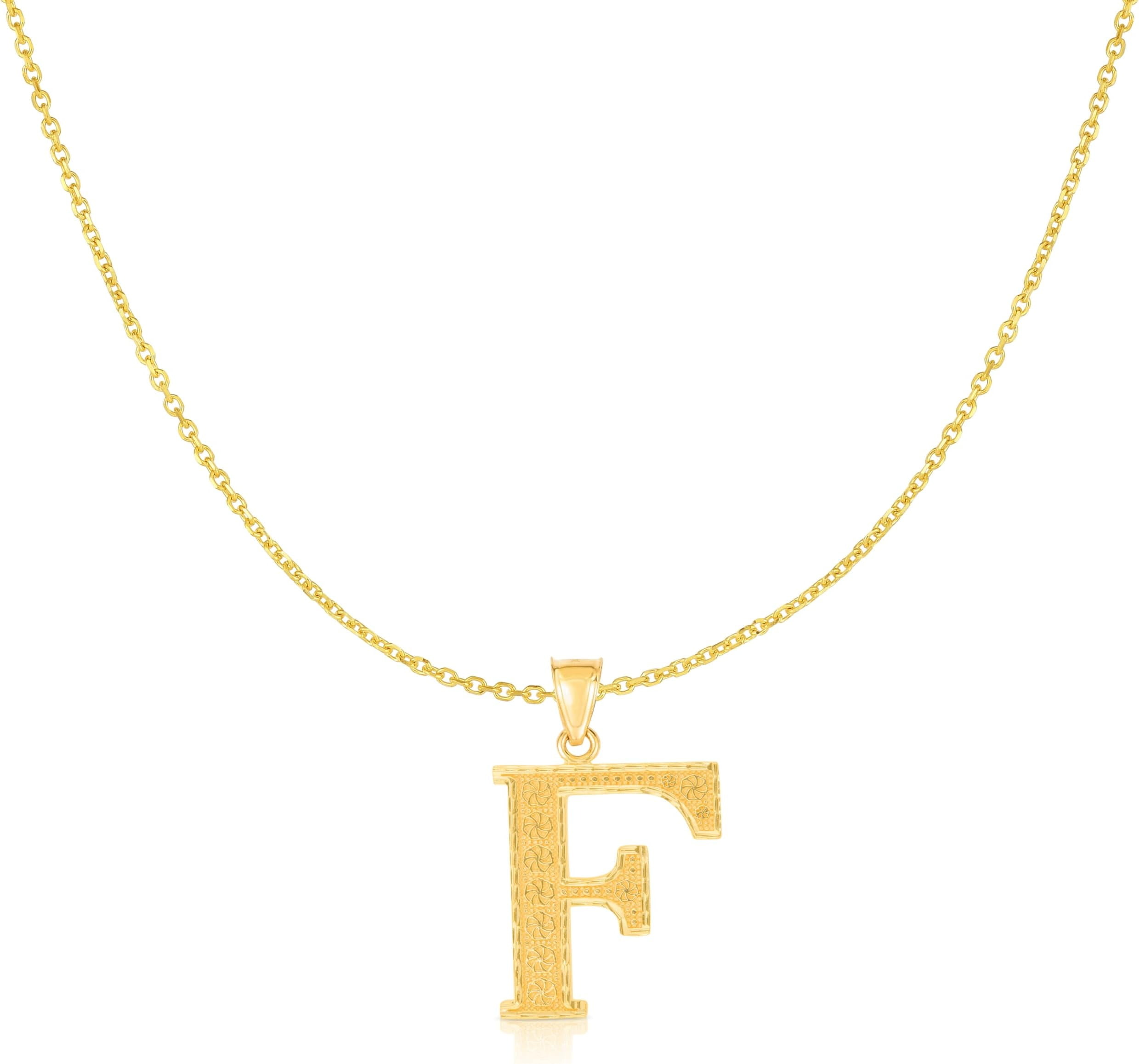 Floreo 10k Yellow Gold 0.7" Textured Block Letter Initial A-Z Alphabet ...