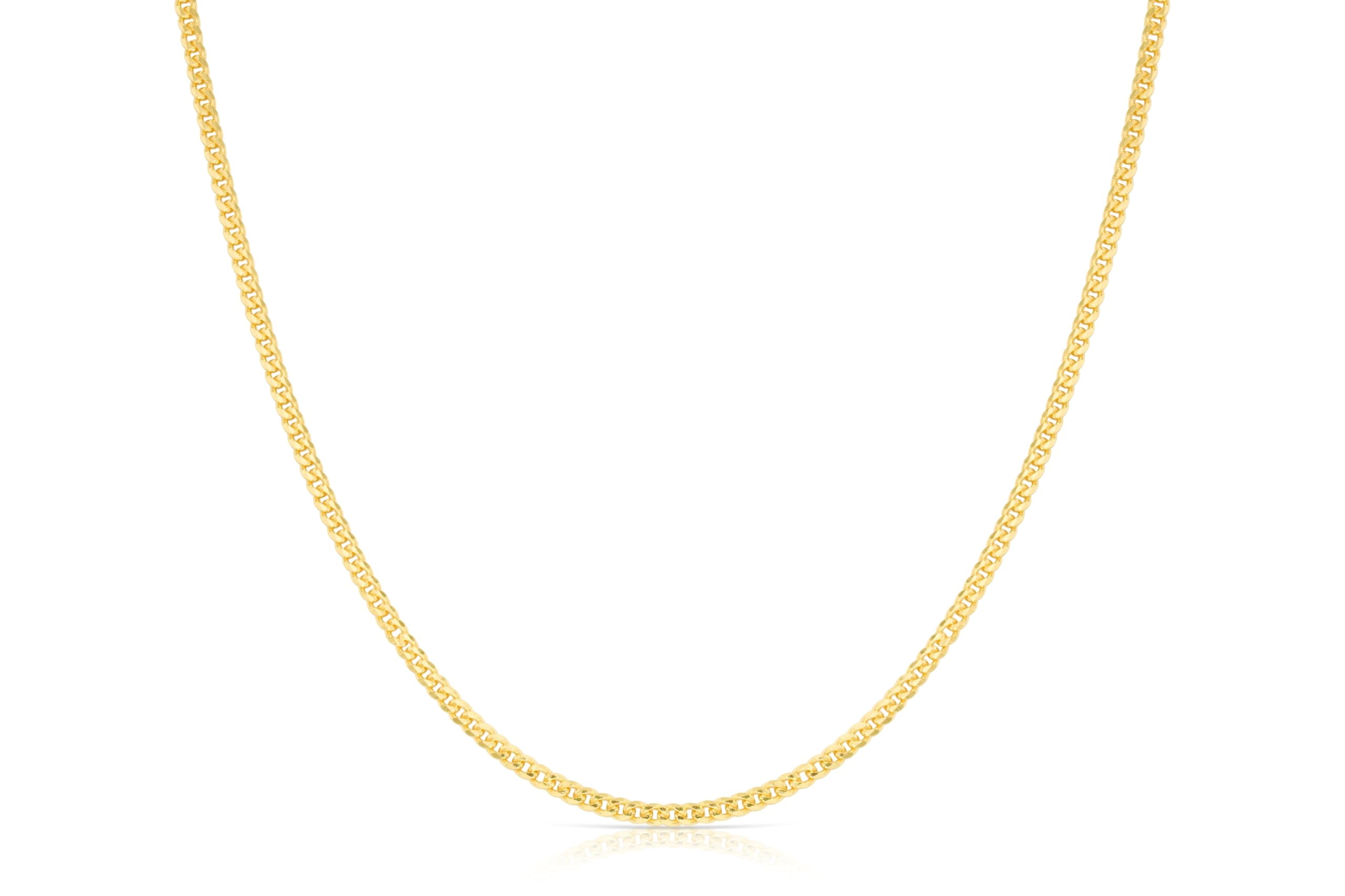 Floreo 10k Yellow Gold 1.4mm Solid Miami Cuban Gourmette Chain Necklace ...