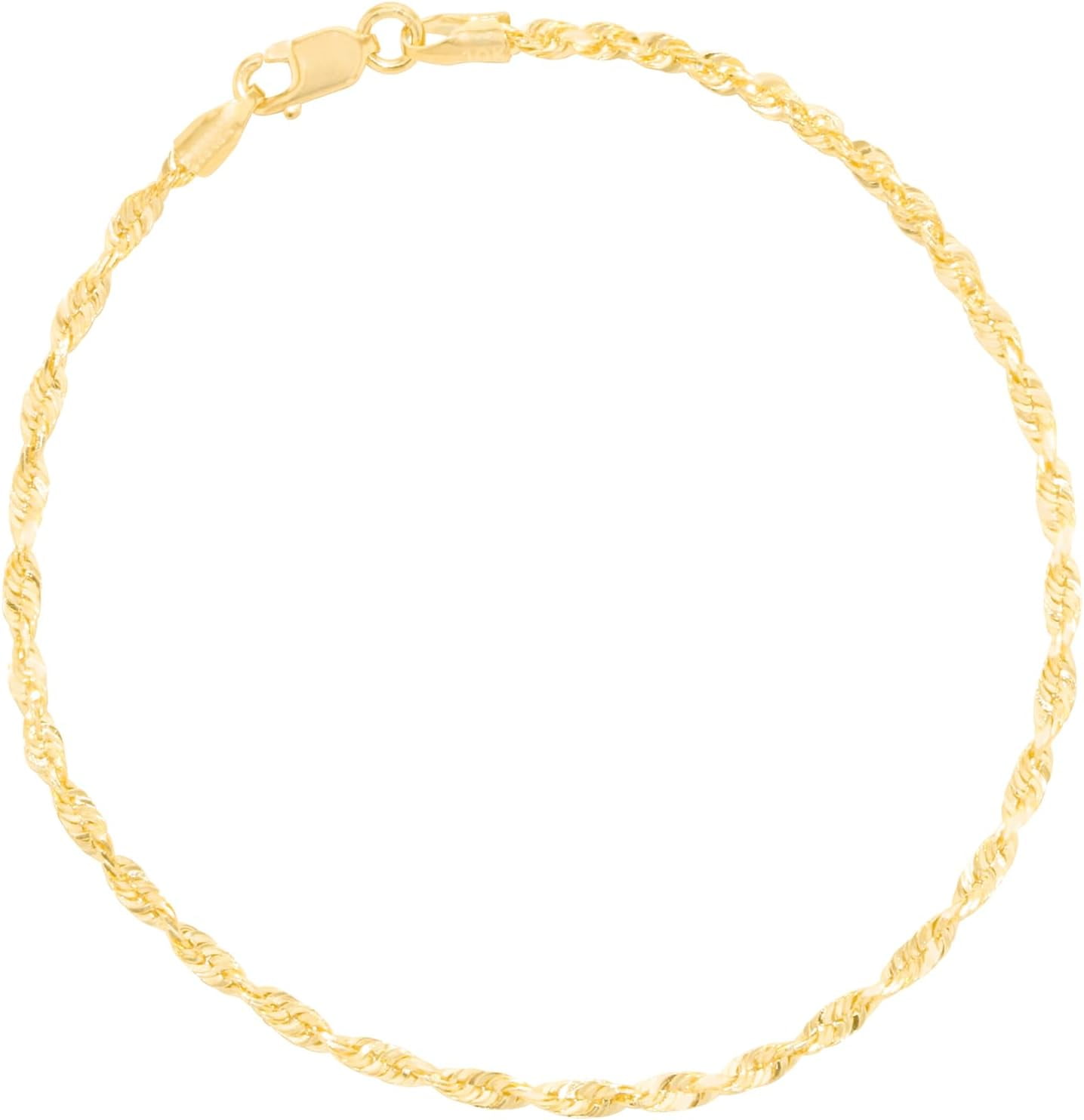 Floreo 10k Yellow Gold 1.5mm Solid Spiral Rope Multi Diamond Cut Chain ...